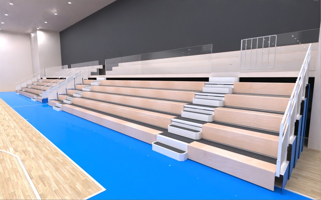 Tribünen und Zuschauerbänke für Sporthallen – Husson International